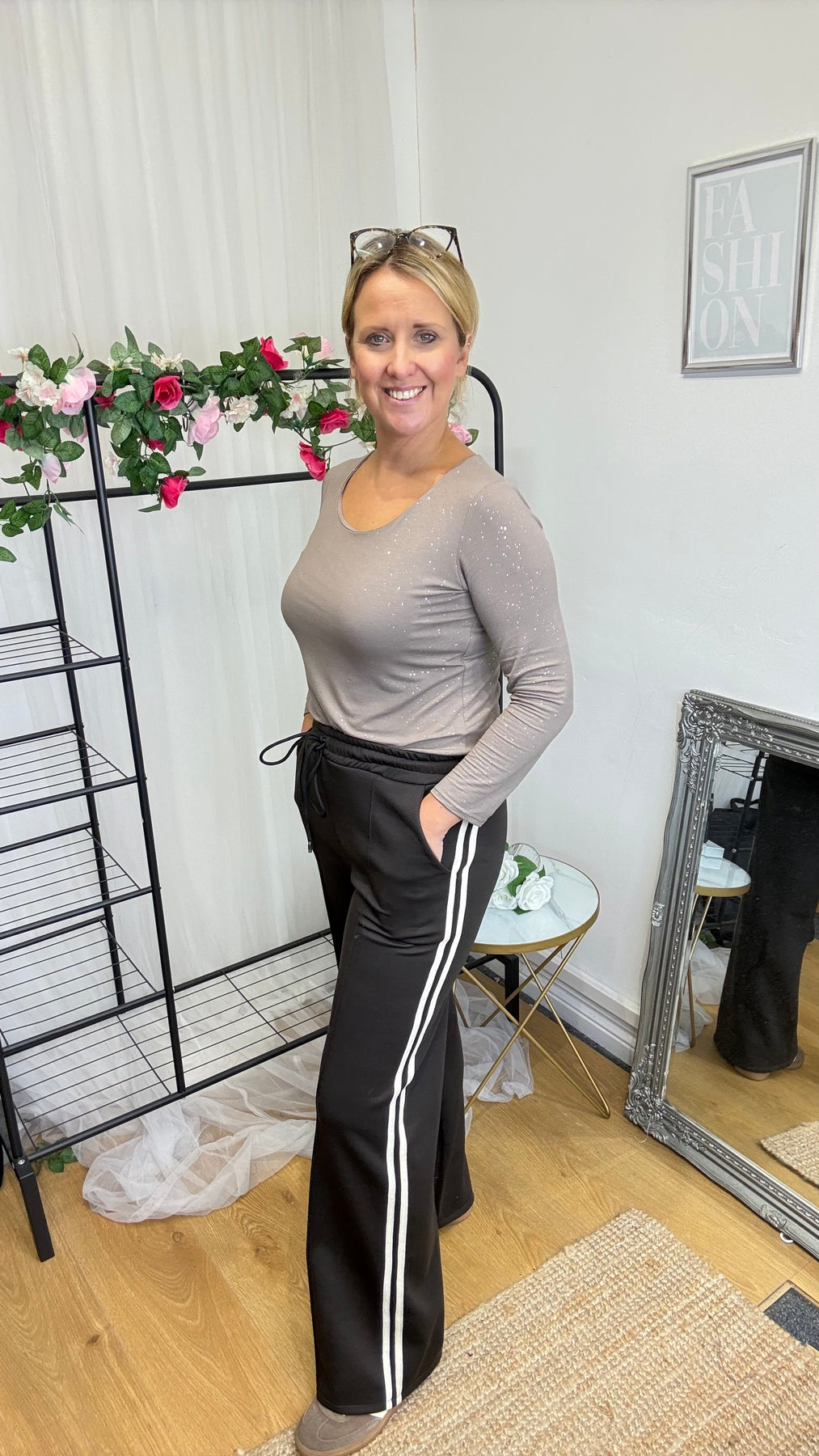 Dolly Striped Jogger -Chocolate – The Dressing Room